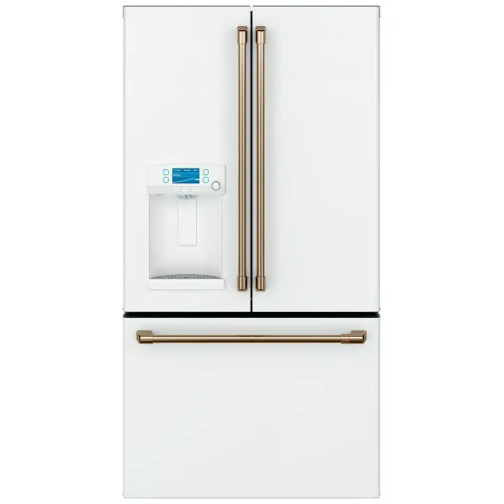 CAFE fridge – 36 inch, counter depth, matte white, water and ice
